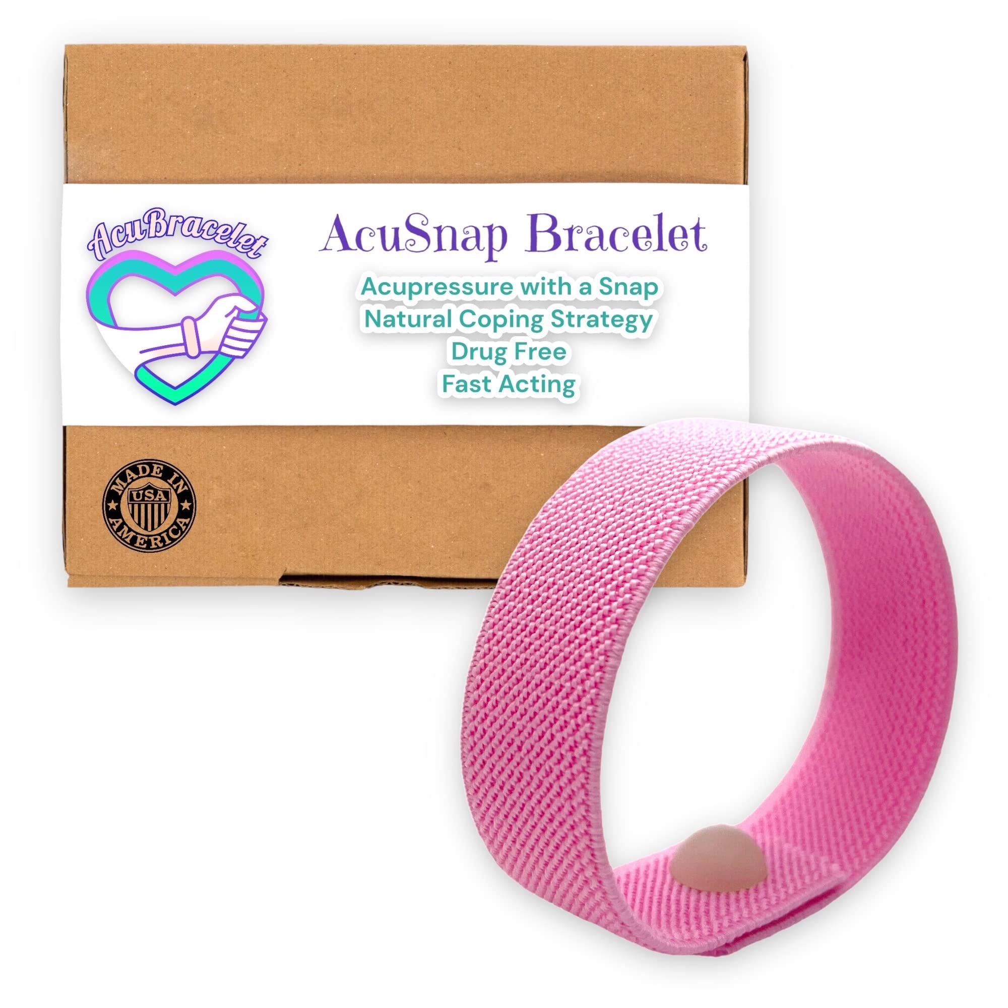 Anxiety Relief Healing Acupressure Bracelet with a "Snap"-Refocus Your Mind-Panic Attacks, Addictions, Stress-Create Healthy Habits (Candy Pink, small 6)