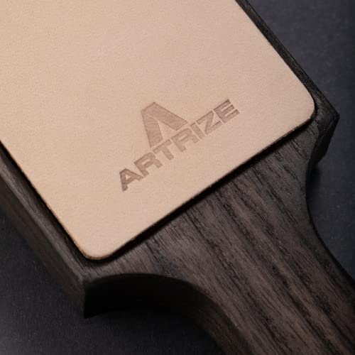 Artrize Paddle Strop 2 Sided - Italian Leather with compounds for Knife Sharpening Stropping Kit Honing Razor Sharpener and Buffing Compound Axe Carving Two Strops Block Polishing Chisel