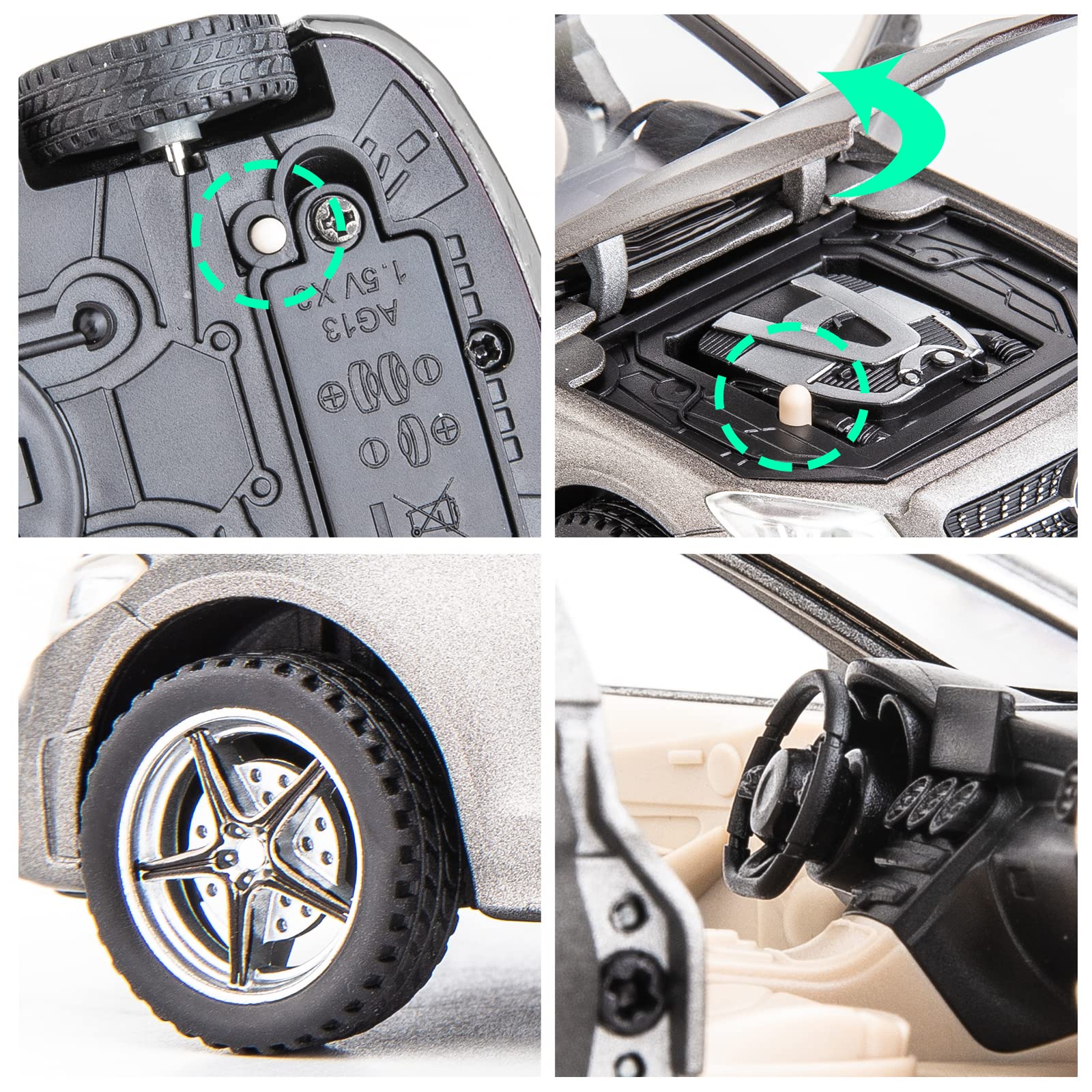 BDTCTK C260L 1:32 Model Car, Diecast Zinc Alloy Pull Back Toy Car with Sound and Light for Kids Boys Girls Red