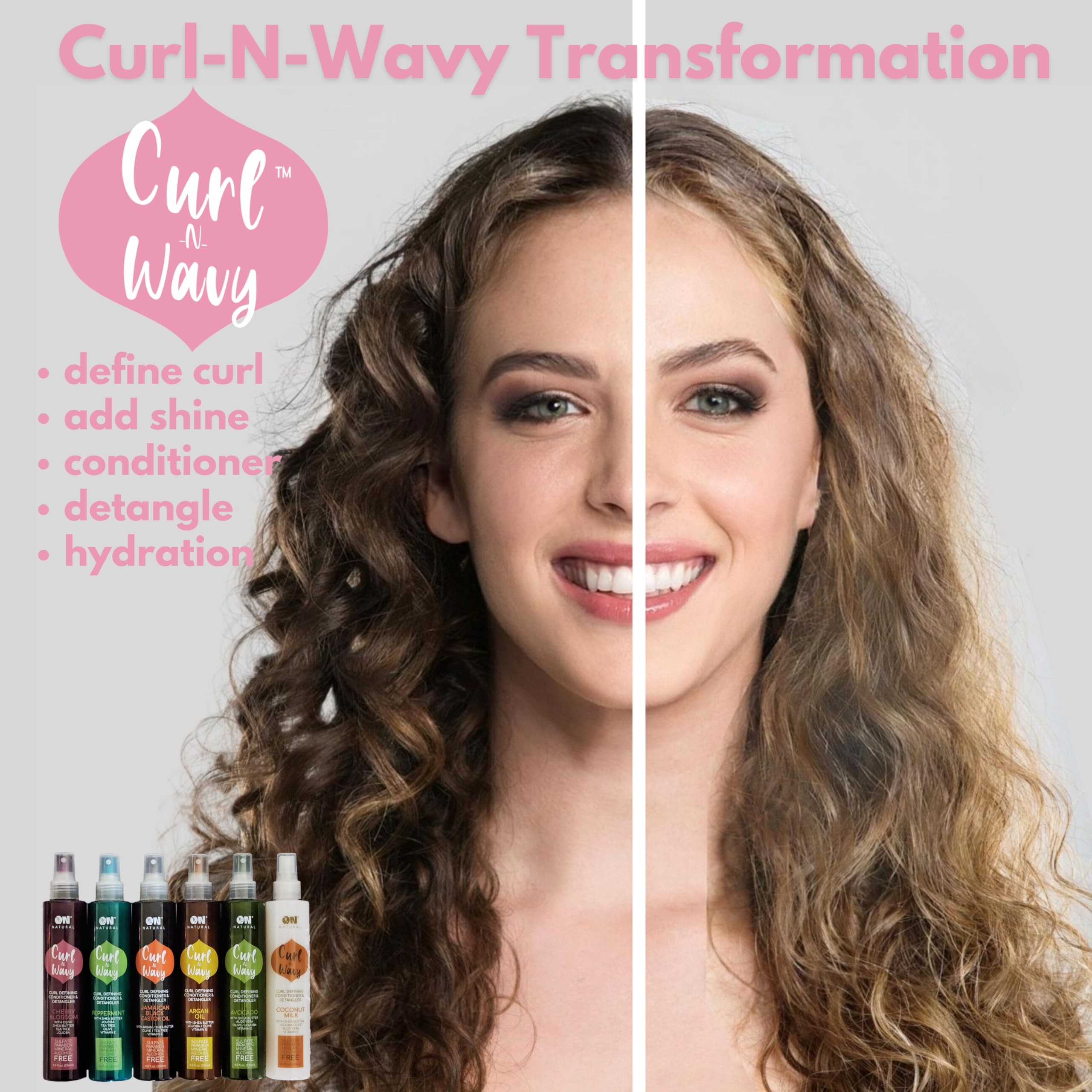 On Natural On Curl & Wavy Curl Defining Conditioner & Detangler, Argan Tree, 8oz, 8 Oz