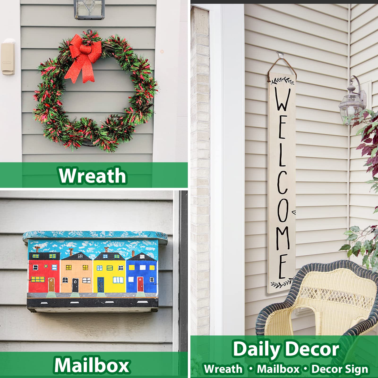 Vinyl Siding Hooks (20 Pack), Heavy-duty Stainless Steel Siding Hooks Vinyl Siding Hangers, Low Profile & No Holes Needed Siding Clips for Hanging Wreaths, Welcome Signs, String Lights Outdoor