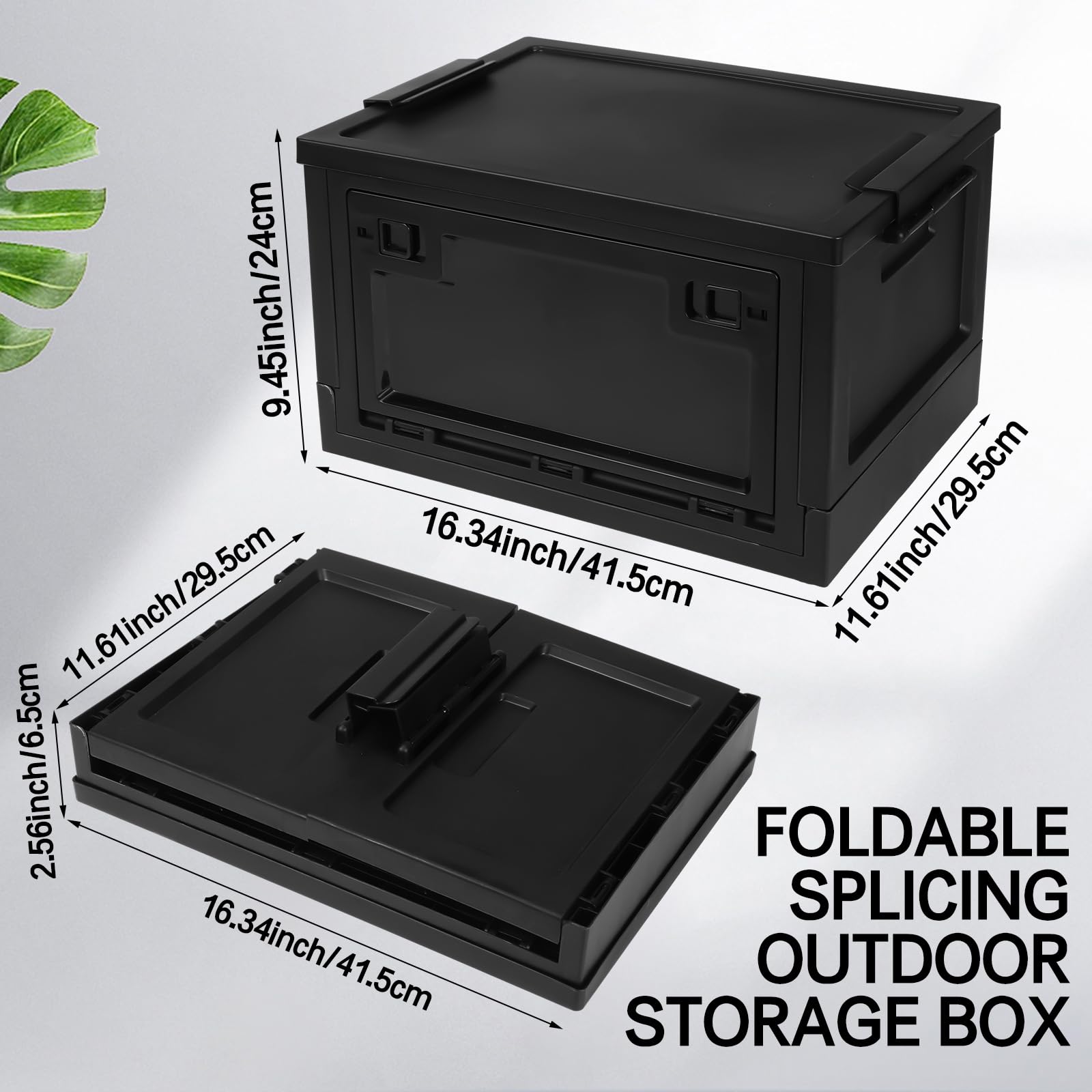 Burbell 2 Pcs 30 L Foldable Outdoor Storage Box Lockable Plastic Deck Box Waterproof Patio Storage Box PP Storage Bin for Package Delivery Patio Cushions Gardening Tools UV Resistant