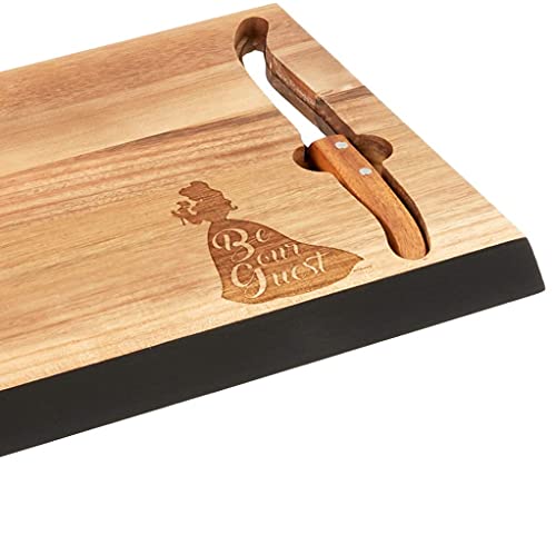 TOSCANA - a Picnic Time brand 833-00-512-033-12 Beauty Cutting Board and Serving Set, Beauty & the Beast - Acacia Wood