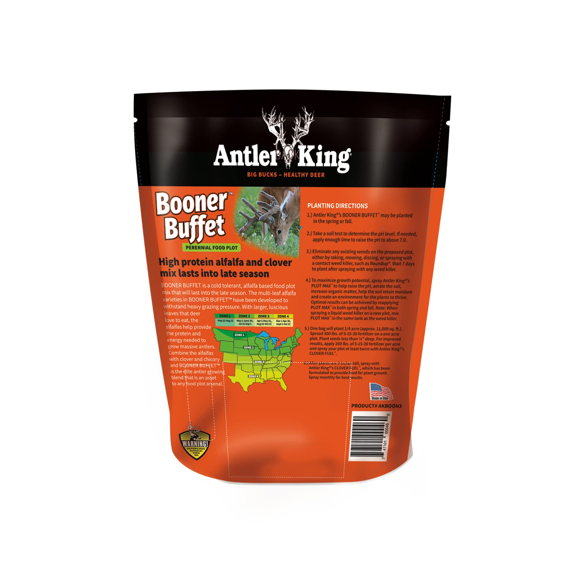Antler King Booner Buffet Perennial Food Plot | 3 lb Bag Contains Two Varieties of Alfalfa Plus Clover & Chicory | Plants 1/4 Acre