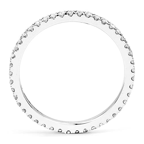 Alposh Round Cut White Moissanite Diamond 925 Sterling Silver Full Eternity Wedding Band For Women - 1 MM (7)