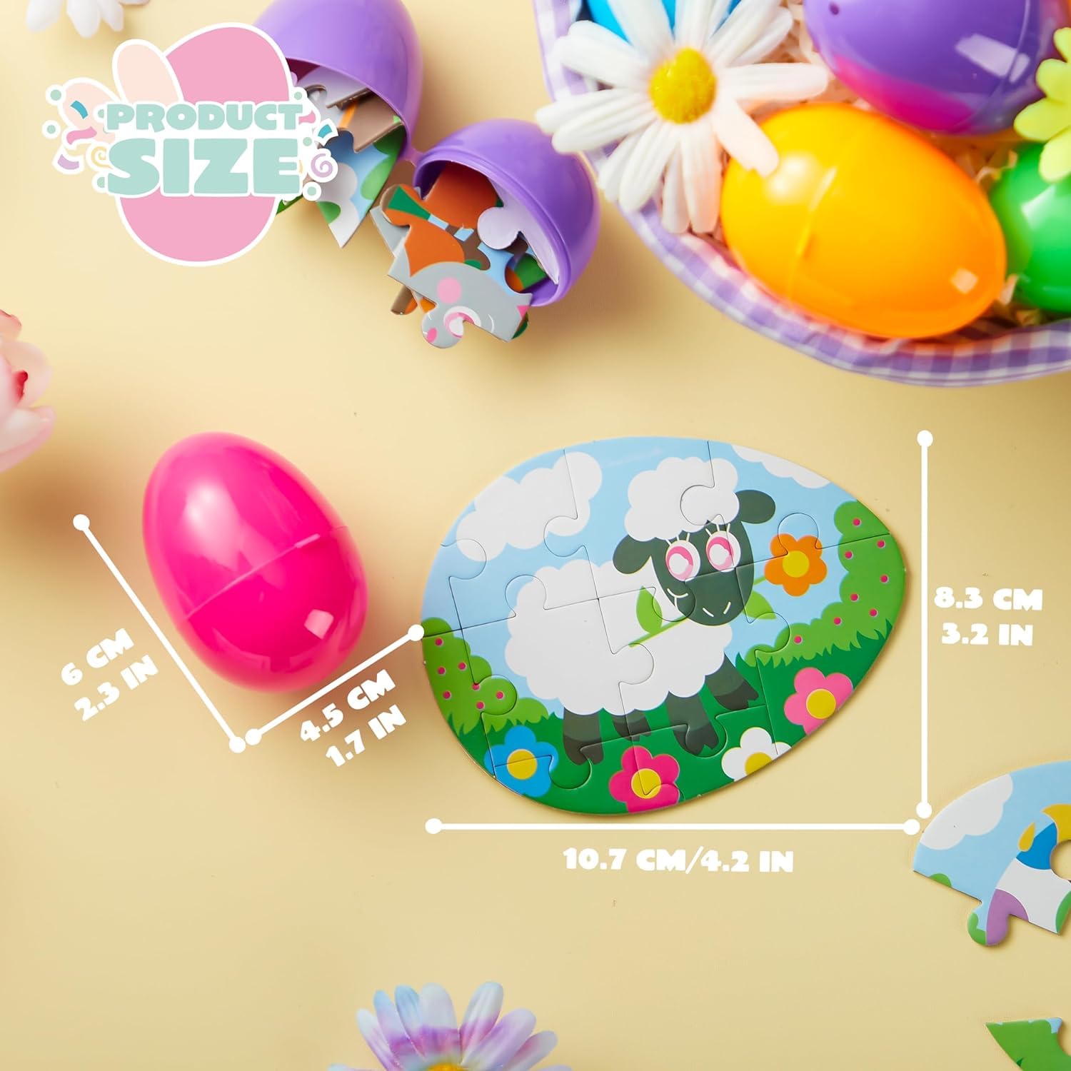 JOYIN 12 Pcs Easter Eggs Jigsaw Puzzle for Egg Hunt Game, School Activities Rewards, Kids Party Favors, Easter Basket Stuffers Fillers, Classroom Prize Supplies