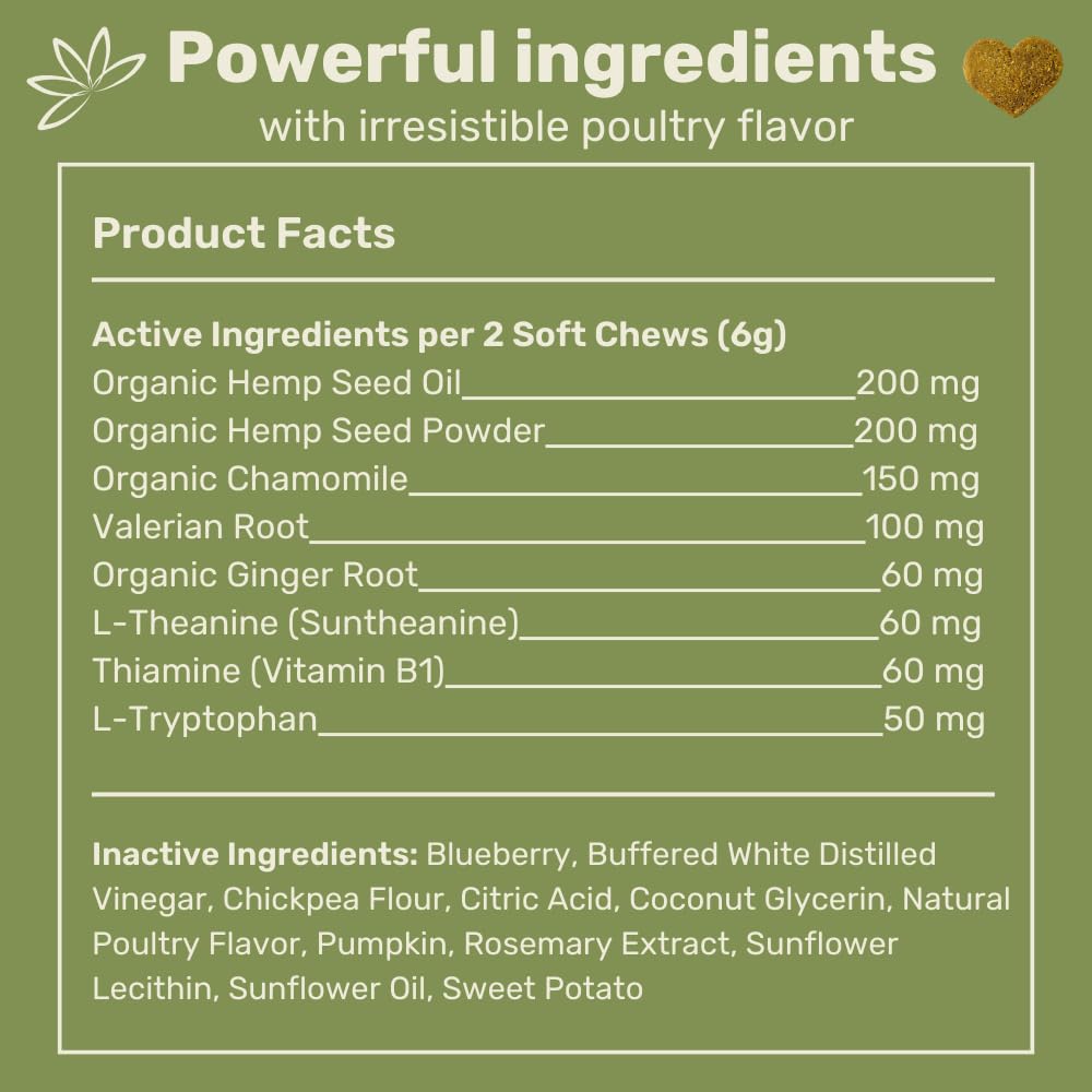 Canine Keeps Calming Chews for Dogs - Relaxation with Hemp, Chamomile & Valerian Root - Dog Anxiety Relief Supplement - Aids Separation, Travel & Storms - Calming Treats for Dogs - 90 Ct.