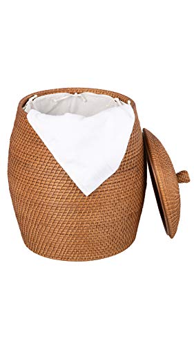 KOUBOO Laguna Rattan Beehive Hamper, Removable Cotton Liner, Laundry Hamper, Bathroom, Bedroom, Kids Room, Nursery, Hamper with Lid, Home Essentials, Honey Brown