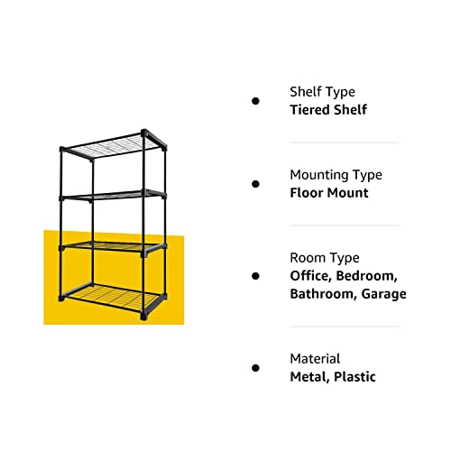 TABIGER 47.3" Storage Shelves Unit, Closet Wire Shelving for Storage with 4 Tier Metal DIY Stackable Shelves, Closet Shelving for Kitchen Bedroom Laundry Room Living Room, 25.6" W x 15.8" D x 47.3" H