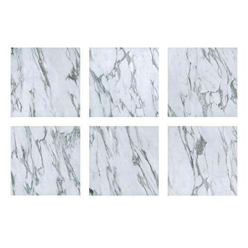 FloorPops FP3329 Opaline Peel Stick Floor Tiles, White & Off-White