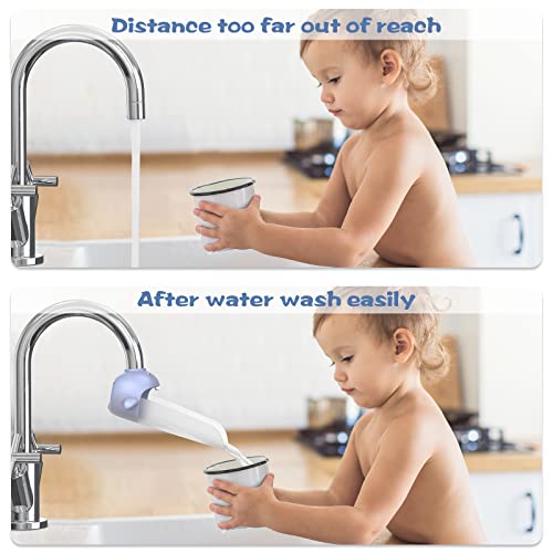 Maliton Faucet Extender for Toddlers, Sink Extender for Kids Hand Washing, Suitable for Bathroom, Kitchen, Bathtub Sink, Fits Most Faucets (2 Pack, Blue)