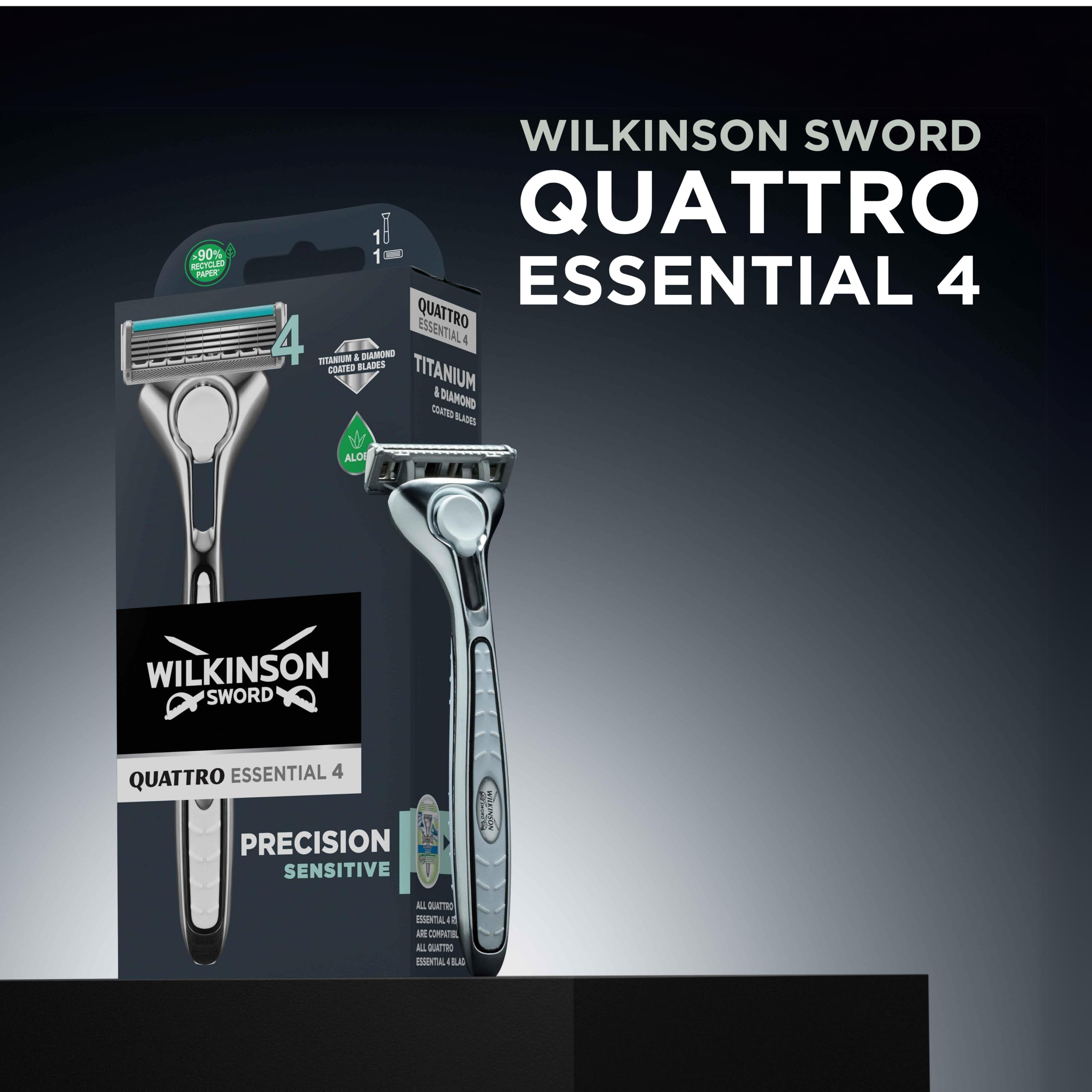 Wilkinson Sword Quattro Titanium Sensitive Razor Blades - Pack of 8 Blades