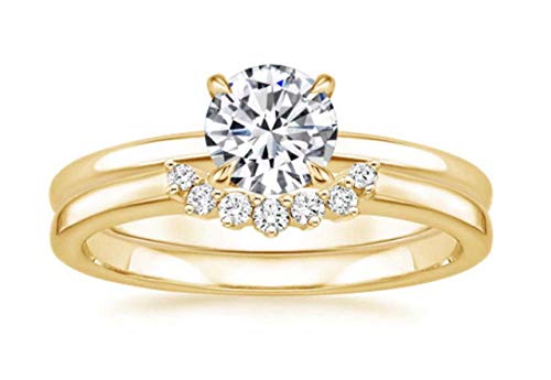 Baalaji Jewellers 1.50 CT Round Created Diamond Bridal Engagement Ring Set 14K Yellow Gold Finish Ring Size-10.5