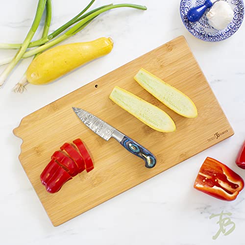 Totally Bamboo Destination Kansas State Shaped Serving and Cutting Board, Includes Hang Tie for Wall Display