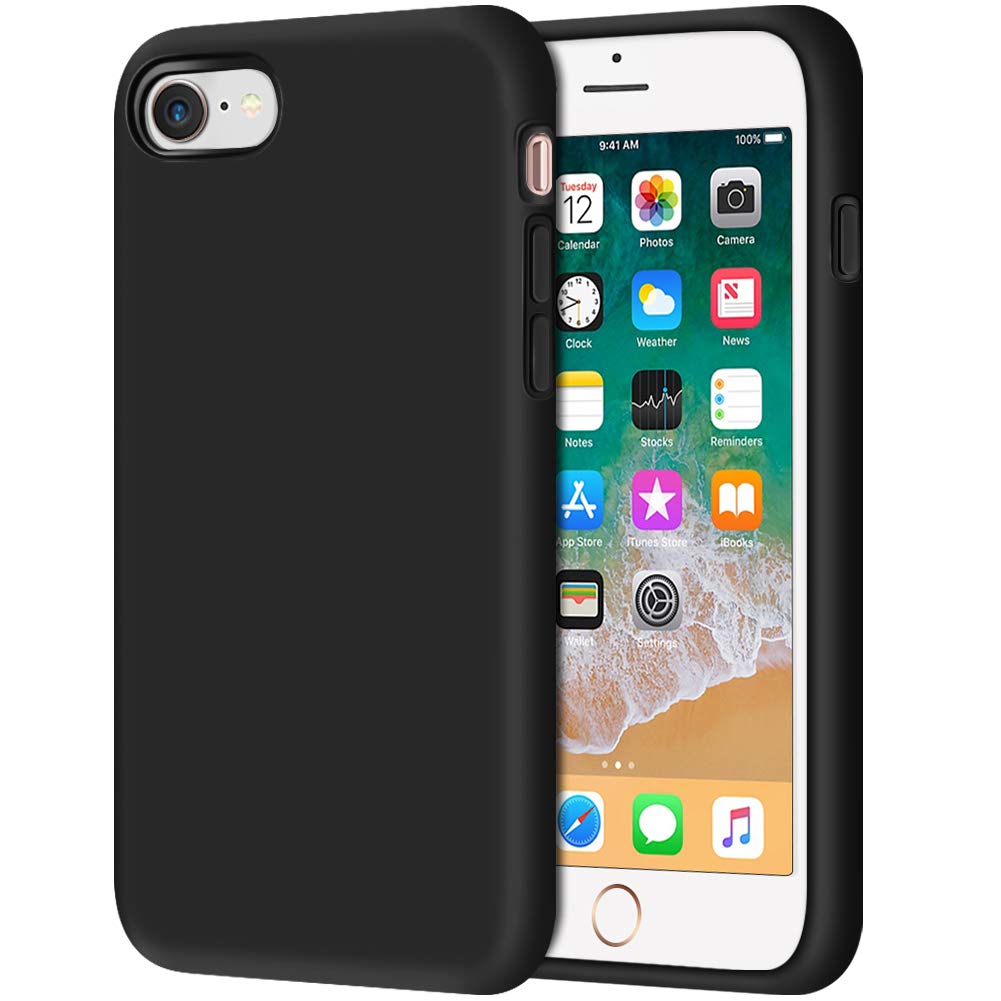 Anuck iPhone SE Case 2022/2020, iPhone 8 Case, iPhone 7 Case, Non-slip Liquid Silicone Gel Rubber Bumper Phone Case Soft Microfiber Lining Hard Shockproof Protective Cases Cover 4.7", Light Blue