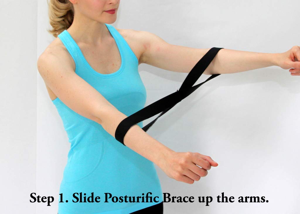 BLUE POSTURE BRACE SHOULDER SUPPORT POSTURE CORRECTOR Made in USA - THE 2 IN 1 POSTURIFIC BRACE - Designed by a Chiropractor - Available Sizes (Small)