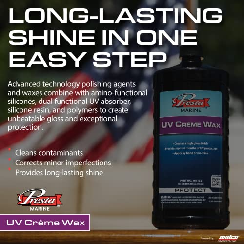 Presta UV Crème Wax - Creates High Gloss Finish and Long-Lasting Shine / Traditional Wax For Use On Fiberglass, Gel Coat and Painted Vehicle Finishes / 1 Gallon. (166101)