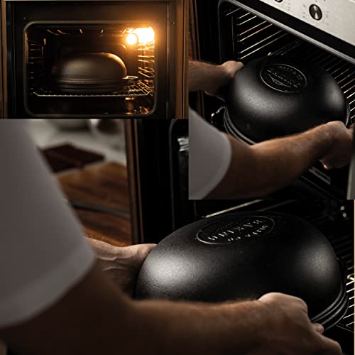 Deli&Co. Baking Pre-Seasoned Cast Iron Bread Pan Multicooker | Bake sourdough bread, grill steaks and cook stews | Seasoned with canola oil with a smooth surface finish
