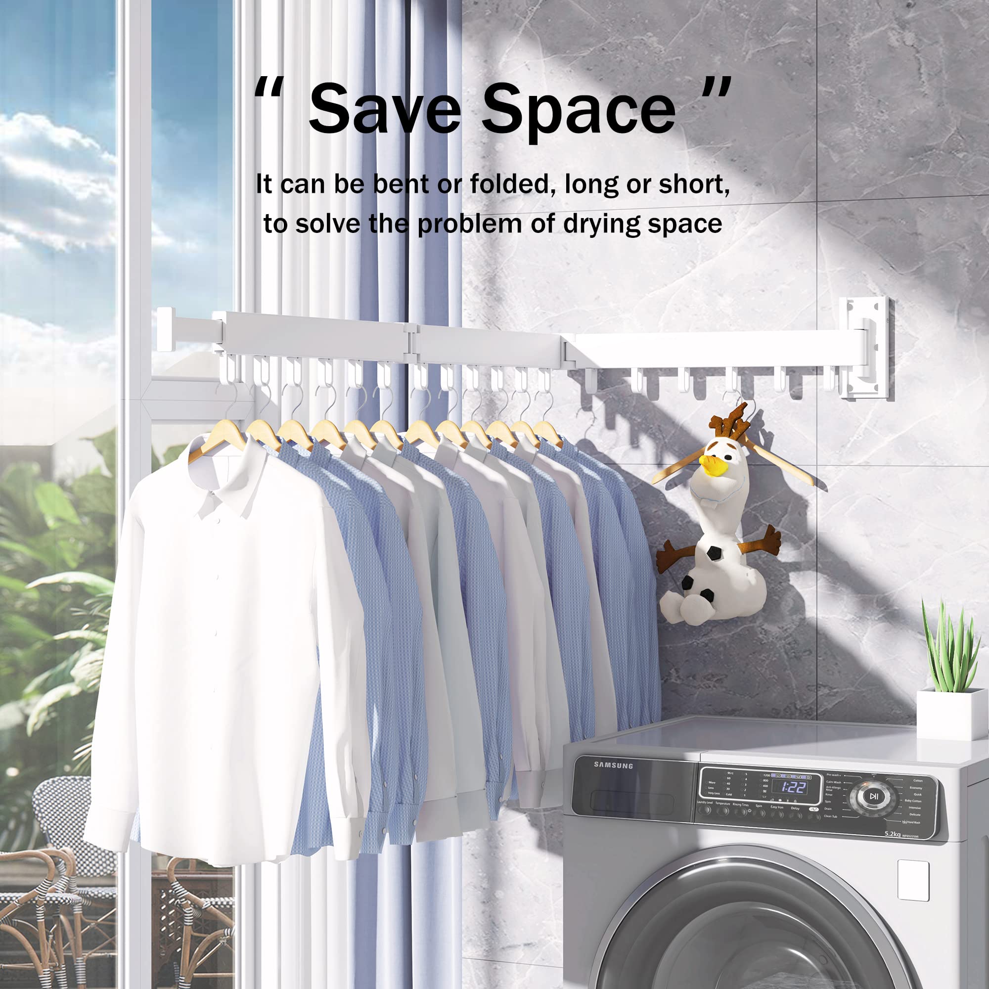 BOQORAD Wall Mounted Drying Rack,Clothes Drying Rack,Laundry Drying Rack,Collapsible Drying Racks for Laundry,Retractable Drying Rack Clothing,Clothes Dryer Rack,Clothes Hanging Rack