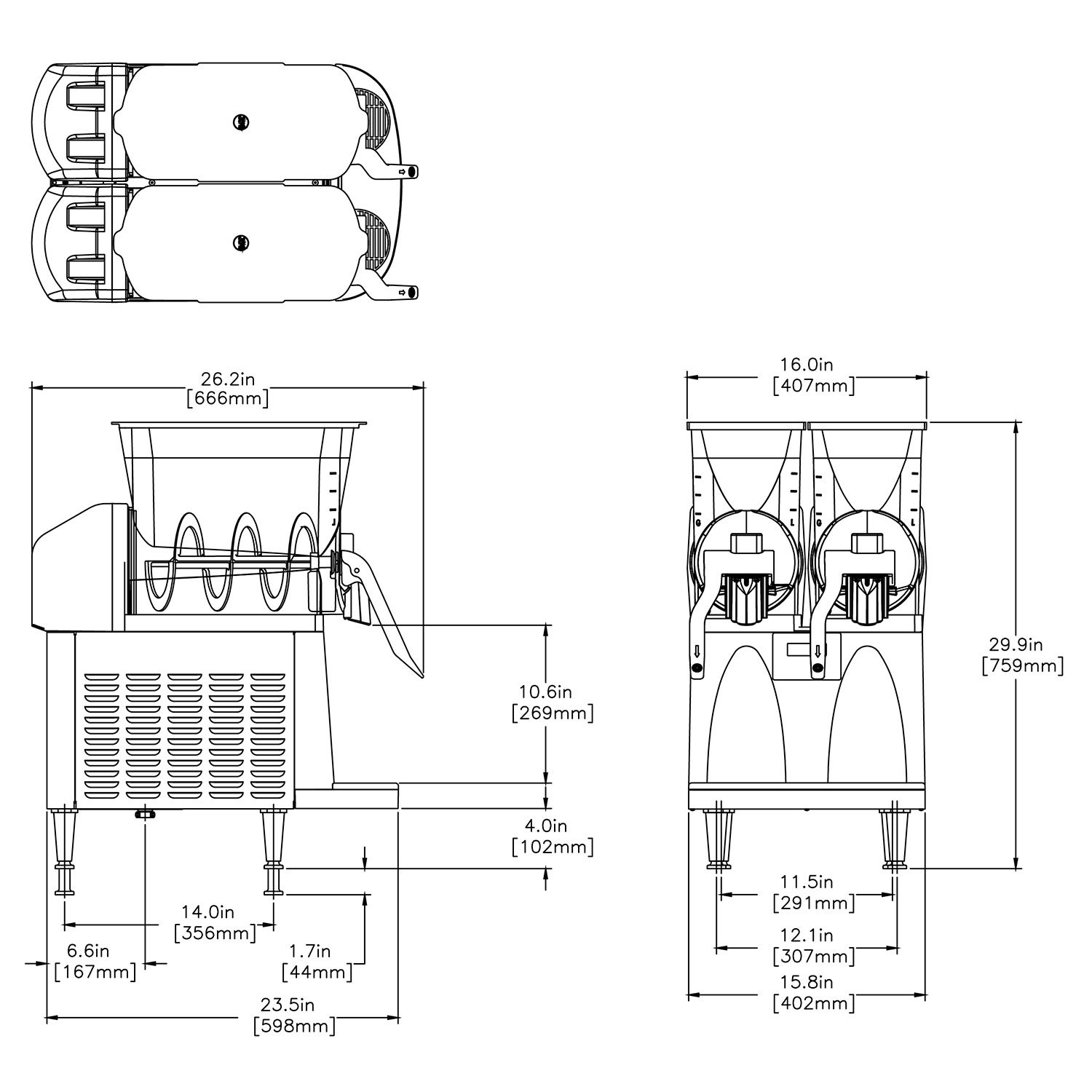 BUNN 34000.0080 ULTRA-2 High Performance Frozen Beverage System with 2 Hoppers, Black