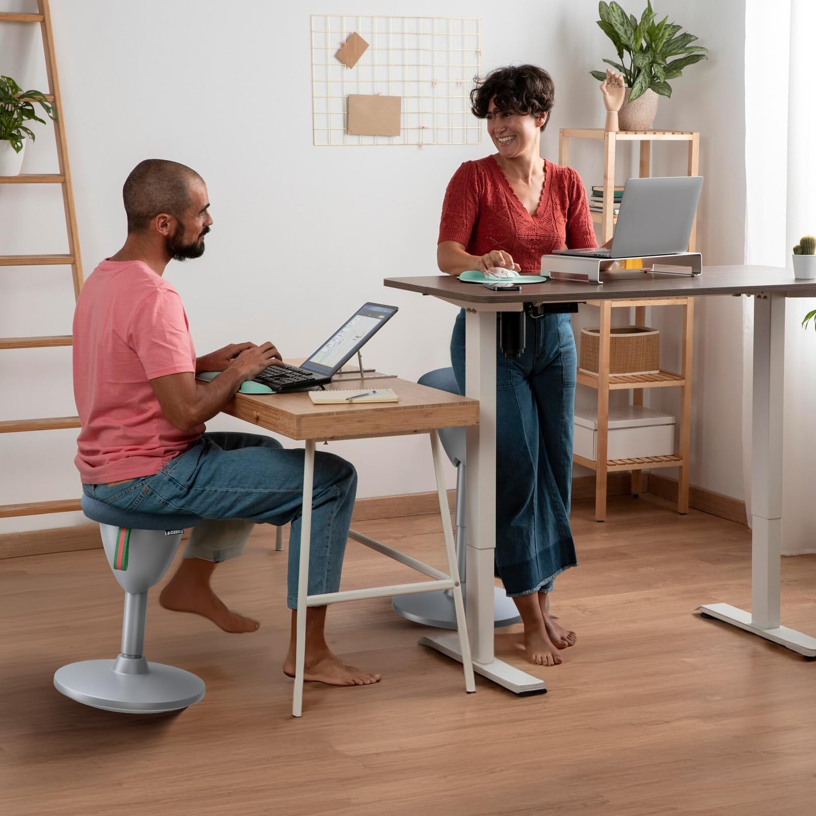 Wobble Stool Standing Desk Stool, Adjustable Height Active Standing Desk Chair for Office Desks and Classrooms, 360° Balance Stool with Rocking Motion, Non-Slip Base, Portable Stools & Easy Assembled