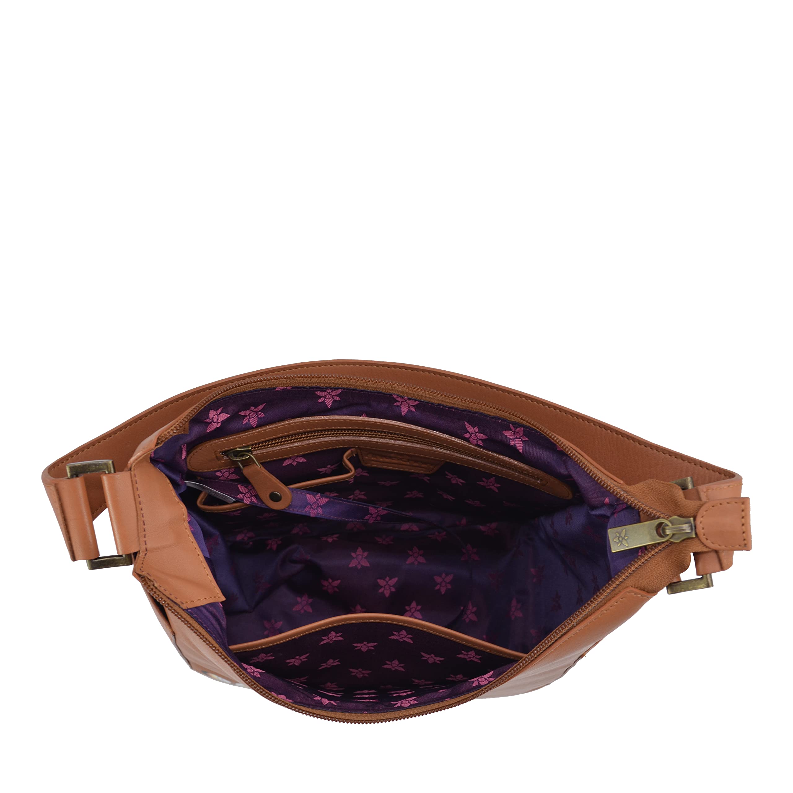 Anuschka Women's Hand Painted Genuine Vegetable Tanned Leather Hobo - Hummingbird Black