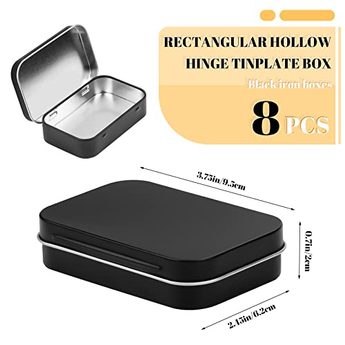 Fansunta 8 Pack Metal Rectangular Empty Hinged Tins Box 3.75 by 2.45 by 0.7 Inch Durable Small Empty Storage Tins with Lids for Storage Drawing Pin Jewelry Crafts