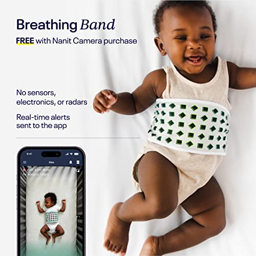 Nanit Pro Smart Baby Monitor & Wall Mount β Wi-Fi HD Video Camera, Sleep Coach and Breathing Motion Tracker, 2-Way Audio, Sound and Motion Alerts, Nightlight and Night Vision, Includes Breathing Band