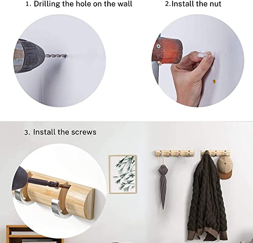 HILIROOM HILIROOM Coat Rack Wall Mount with 4 Retractable Hooks, Sleek, Modern, Space-Saving Wall Mounted Coat Rack, Coat Hanger with Folding Hooks for Hanging Coats,Hats,Scarves,Keys and More