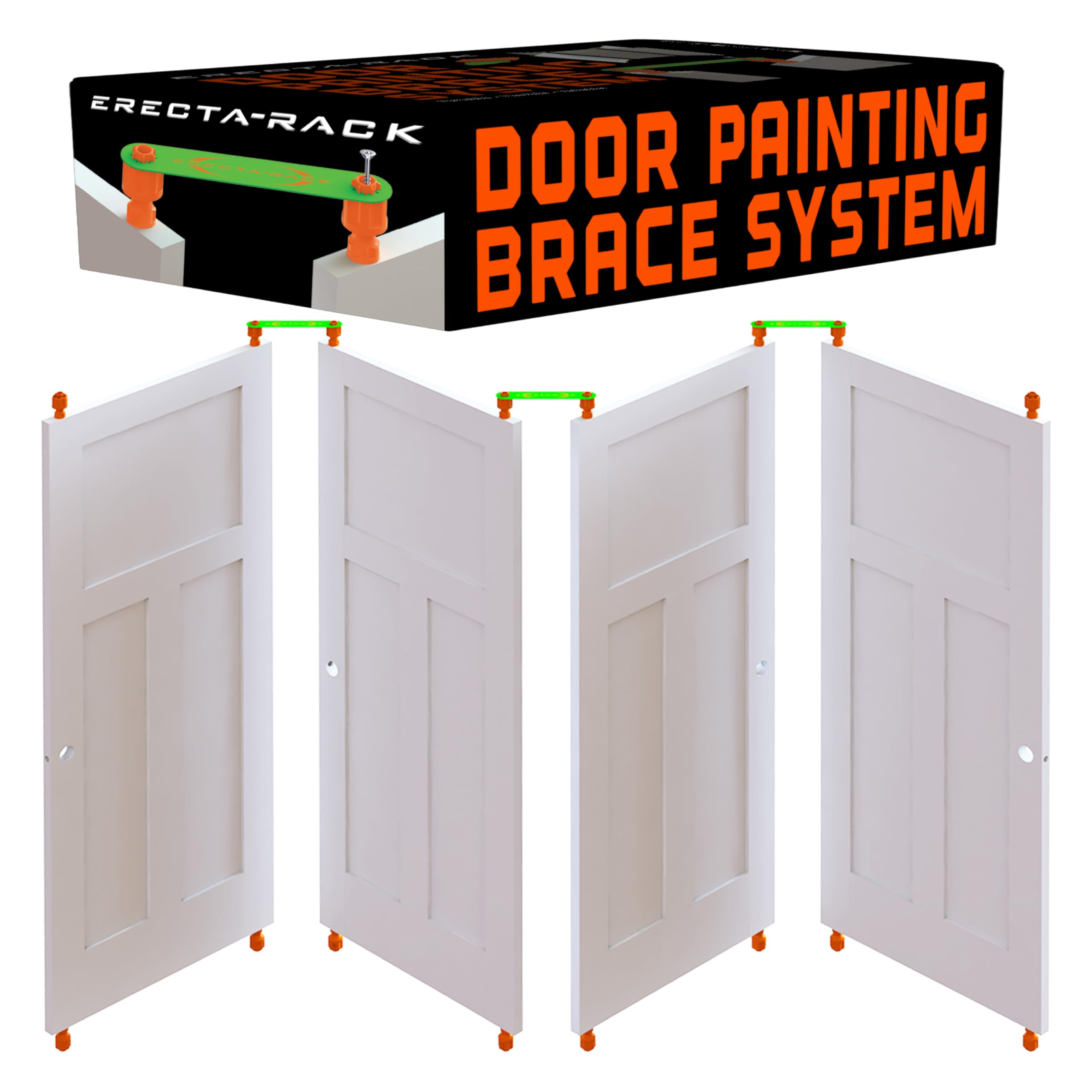 Erecta-Rack Door Stands For Painting Interior or Exterior Doors, Paint Rack Brackets Drying System, For 10 Full-Size Doors, Space Saving, Portable For Pro Painters, Contractors