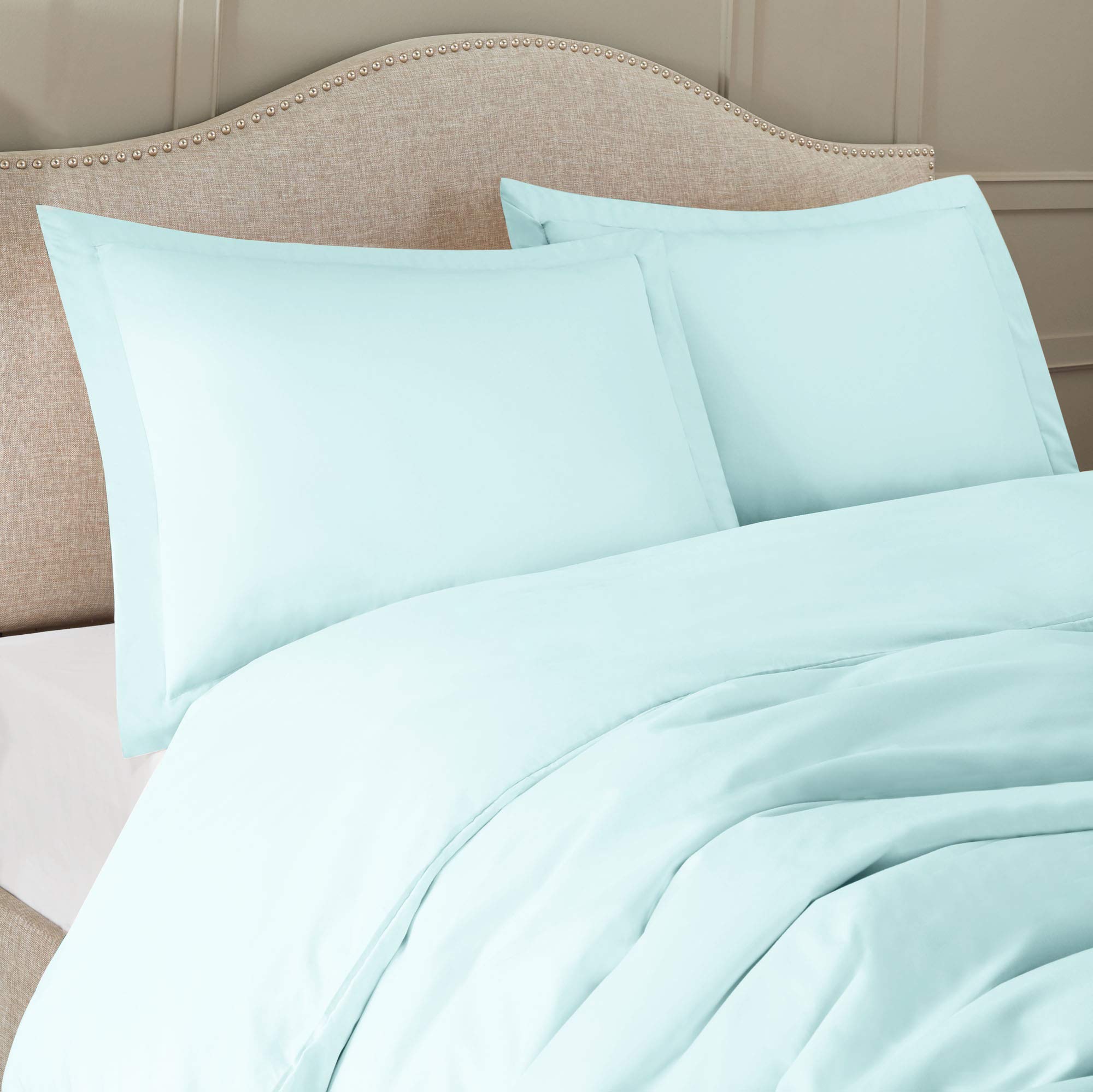 Clara Clark Duvet Cover Ultra Soft Double Brushed Microfiber - Comforter Cover with Button Closure and 2 Pillow Shams, Light Blue, Full - 80"x90"