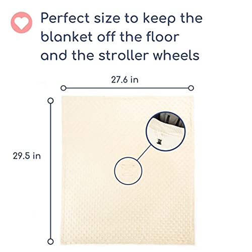 Non-Slip Stroller Blanket - Stays in Place, Off The Floor, Out of Stroller Wheels. Light Spring Soft Cream Baby Blanket for Infant and Toddlers, Universal Fit for All Strollers and Car Seat