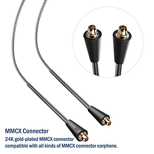 TENNMAK MMCX Detachable Cable for TENNMAK PRO Piano Trio & Other MMCX Earphones- Transparent Black (no mic)