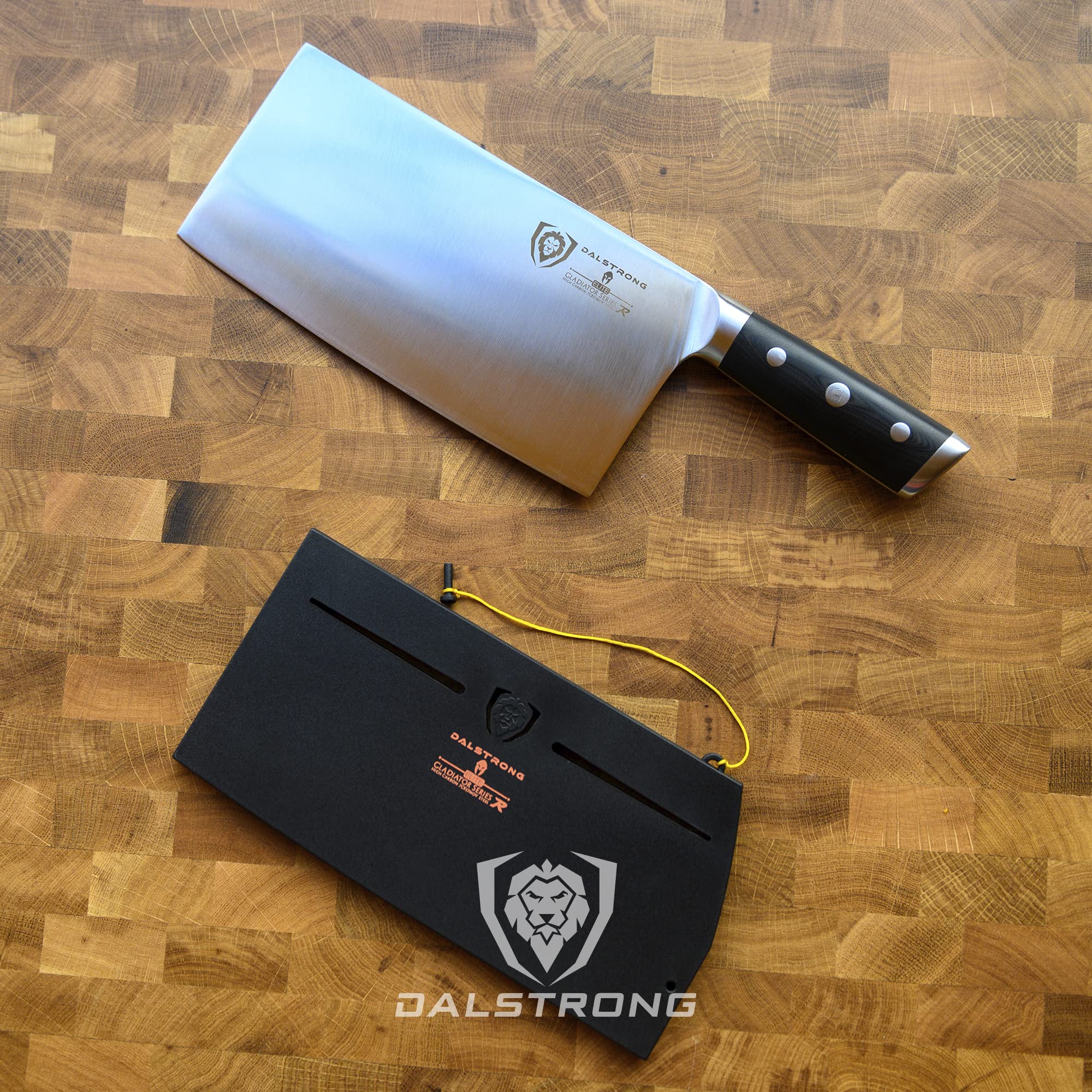 Dalstrong Chinese Cleaver Knife-9"- Gladiator Series 'R'-High Carbon Steel - Razor Sharp - Black Handle - Giftable Meat Cleaver, Vegetable Knife-w/Sheath - NSF Certified