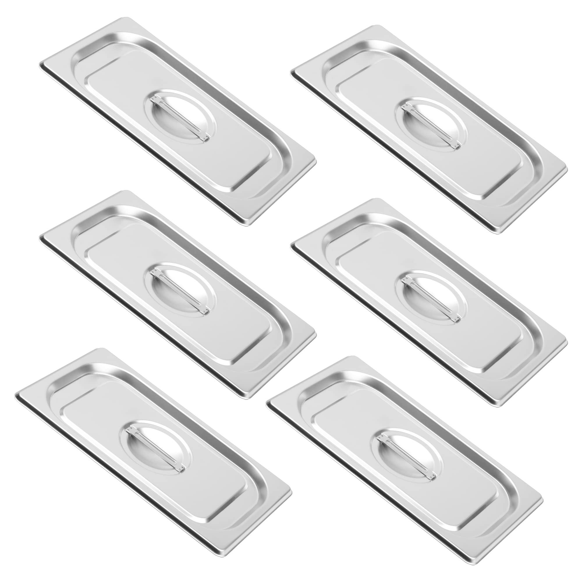 BIEAMA 6-Pack Hotel Pans with Lid, 1/4 Size 2.6" Deep, NSF, Catering Food Pan, Commercial Stainless Steel Pan with Cover