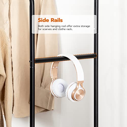 HOOBRO Garment Rack, Rolling Clothing Rack with Shelf, Heavy Duty Double Rods Clothes Rack on Wheels, Hanging Rack for Clothes, Shoes,Storage Display, BF22LY01