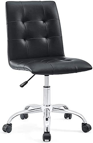 Modway Prim Ribbed Armless Mid Back Swivel Conference Office Chair In Black