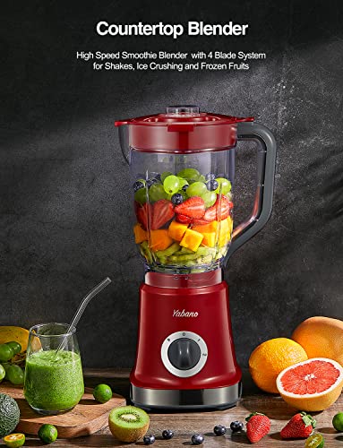 Professional Countertop Blender for High-Speed Shakes, Smoothies, Juicing & More - Crush Ice, Frozen Fruit, and More with 4 Stainless Steel Blades & 60oz Jar - Easy to Clean, Perfect for Kitchen Use (Red)