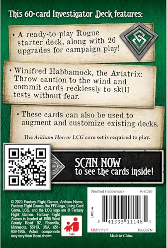Fantasy Flight Games Arkham Horror The Card Game Winifred Habbamook Starter Deck - Unleash a Reckless Survivor's Power! Cooperative Living Card Game, Ages 14+, 1-4 Players, 1-2 Hour Playtime, Made