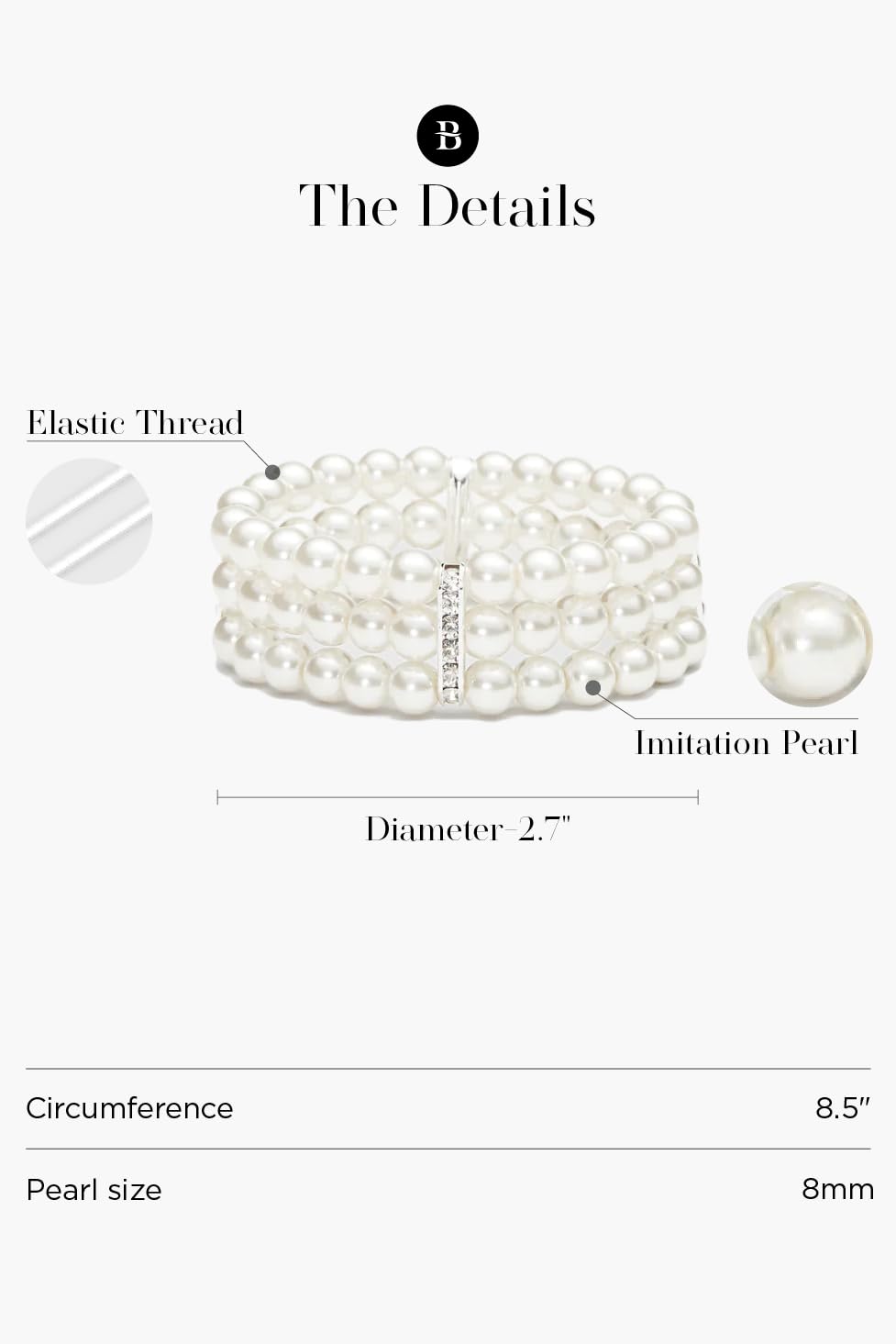 BABEYOND 1920s Flapper Imitation Pearl Bracelet Great Gatsby Pearl Bracelet Roaring 20s Accessories Jewelry Set (3layer)