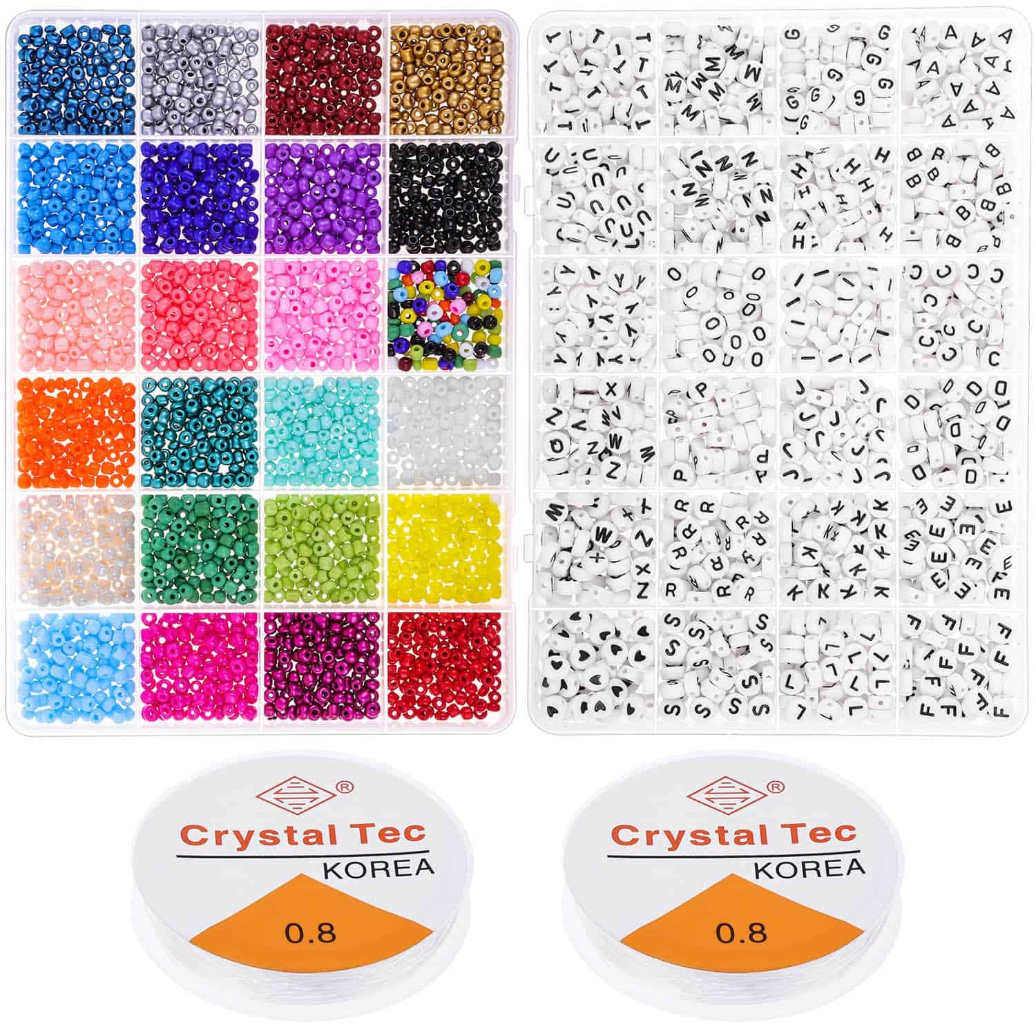 Beads for Bracelets, Cridoz 2800 Pcs 4mm Small Pony Beads with 1200 Pcs Alphabet Letter Beads for Jewelry Bracelets Making