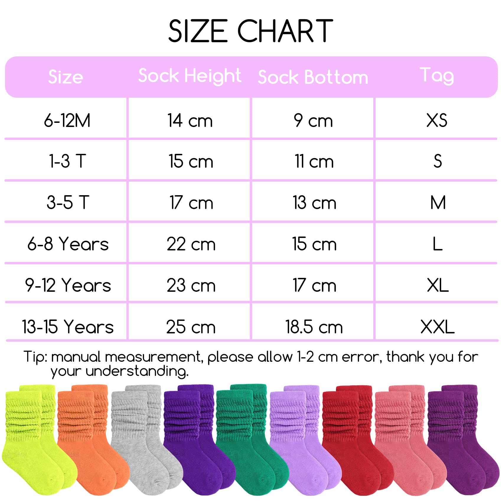 Auranso Girl Knee High Cotton Socks 9 Pairs Girls Long Crew Socks Color D 3-5T