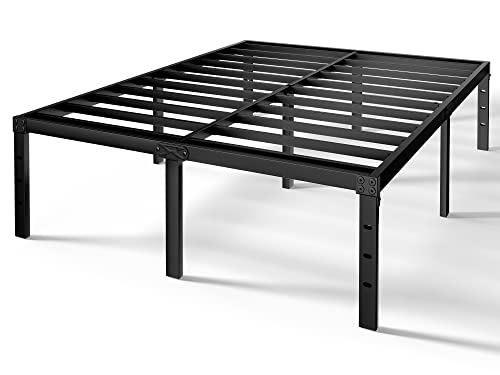 QEROMY 18-Inch Queen-Bed-Frame, Metal Platform Bed Frame Queen Size, Quick & Easy Assembly, Heavy Duty Bed Frame No Box Spring Needed, Noise-Free, Black