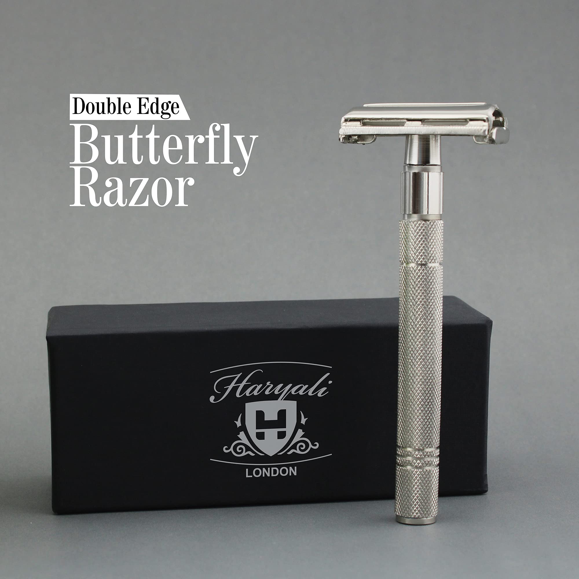 Twist Open Butterfly Style Men's Shaving De Safety Razor (Blades Not Included). Classic Vintage Razor Made in Stainless Steel.