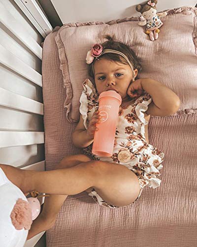 Twistshake Anti Colic Baby Bottles - Premium 330ml/11oz Bottles with 100ml Milk Storage Container for a Comfortable Feeding Experience for Baby Care - Pastel Grey