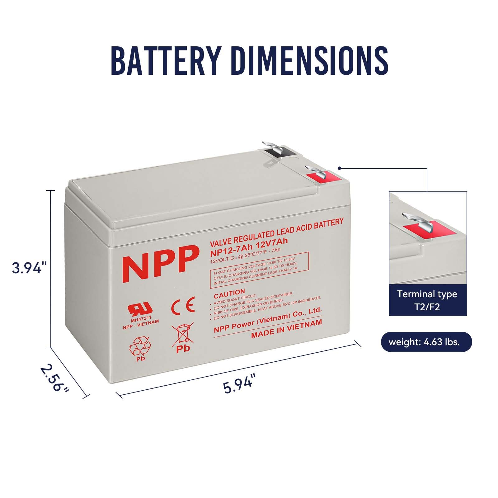 NPP 12V 7Ah Rechargeable AGM SLA Battery (NP12-7Ah-F2(1PCS))
