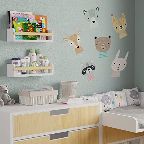 Wallniture Florida Floating Shelves for Kids Room Decor, Kids Bookshelf, Nursery Decor Wood Shelf for Wall Set of 2, White