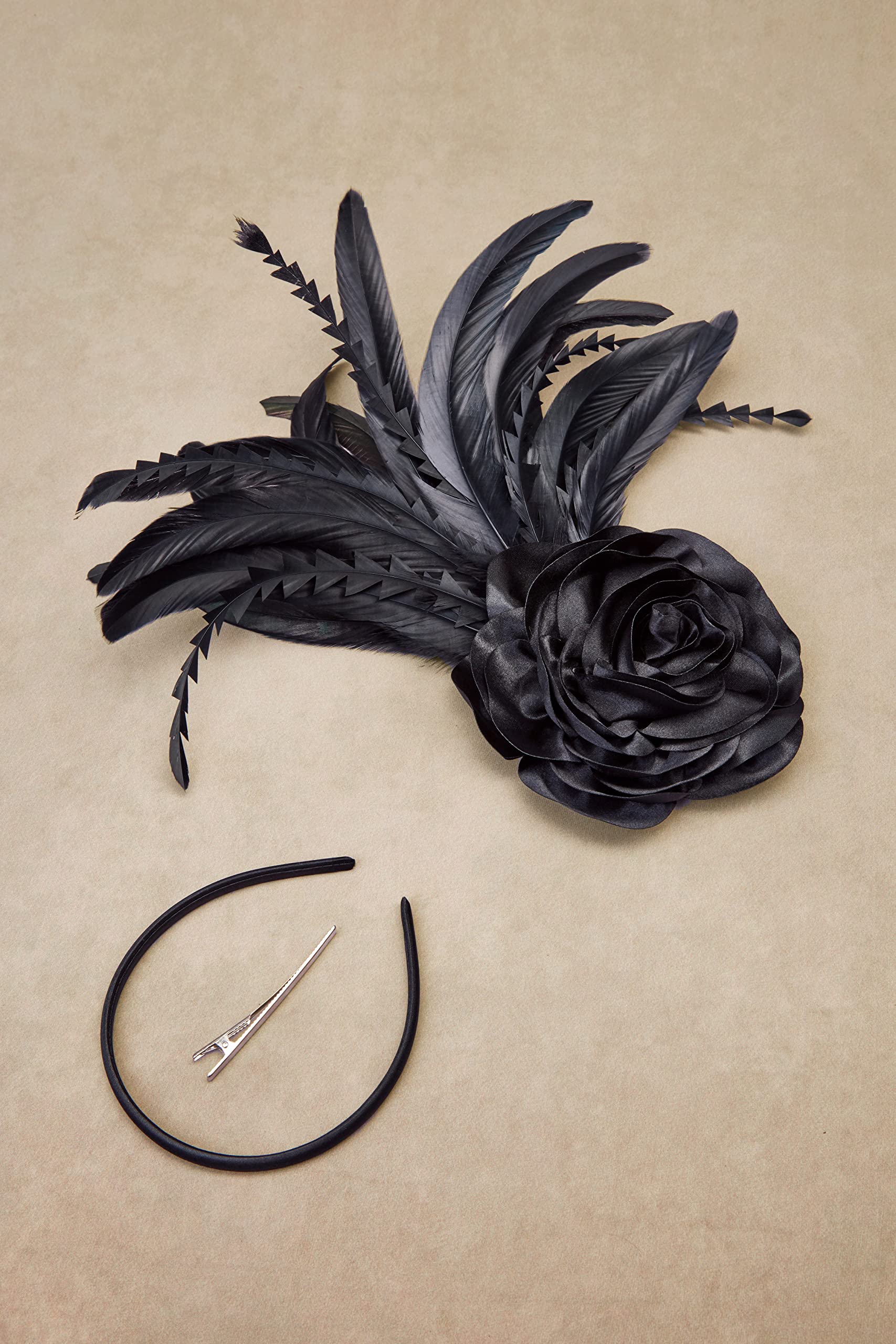 BABEYOND Fascinator Hat with Hair Clip Tea Party Pillbox Derby Hat Flower Fascinator Black