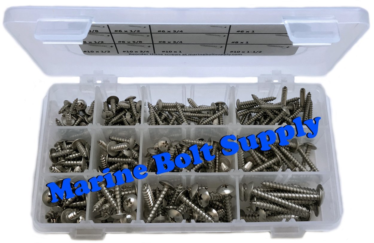 Type 316 Stainless Steel Phillips Truss Sheet Metal Screw Kit Marine Bolt Supply 6-111920