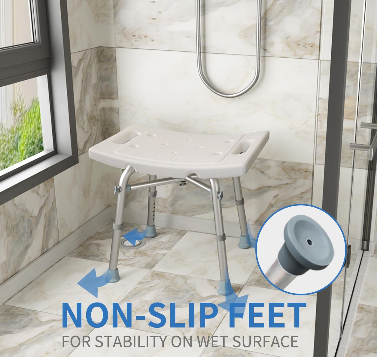 DEZOON Shower Chair for Elderly Shower Seat for Inside Shower Tool-Free Shower Stool Small with 5 Adjustable Heights Bathtub Chairs for Disabled,Seniors